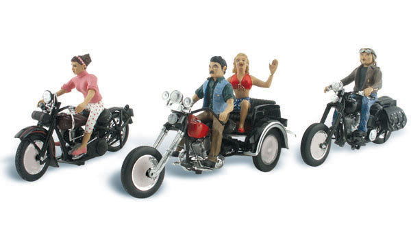 Woodland Scenics 1/87 HO Scale BORN TO RIDE biker buds figures AutoSce ...