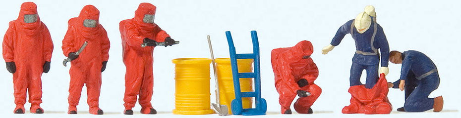 Preiser 1/87 HO Scale HAZMAT Suit Firemen+Walthers Hazardous Material ...