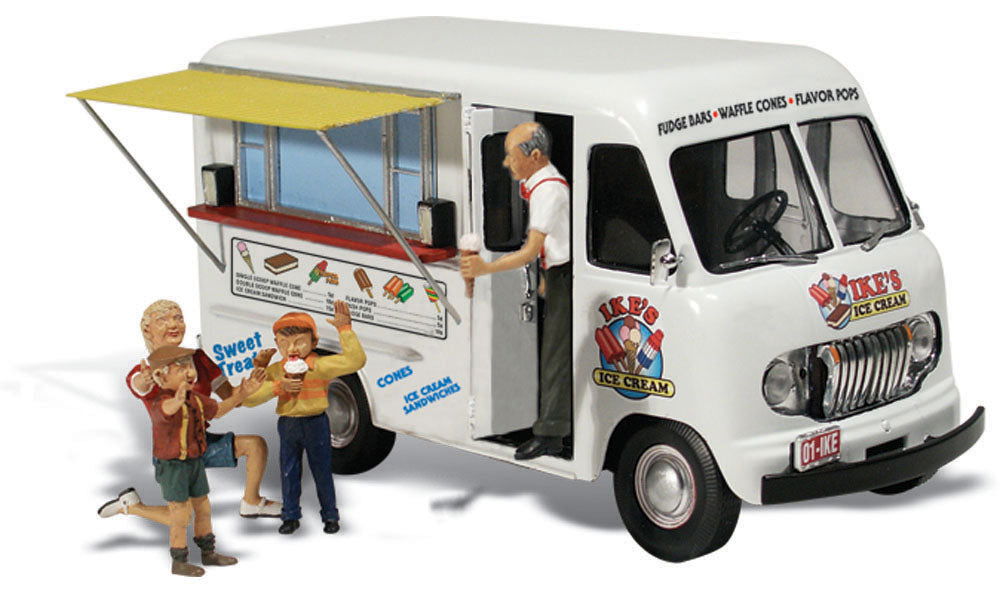 Woodland Scenics 1/87 HO Scale IKE'S ICE CREAM TRUCK+4 figures AutoSce ...